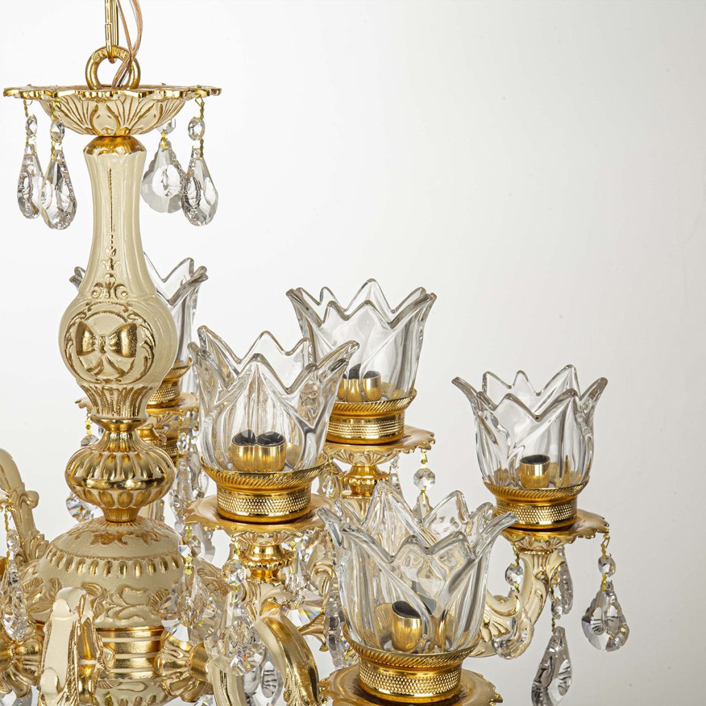 لوستر ۱۰ شعله چشمه نور کد S3700/5GWT - لوستر چشمه نور