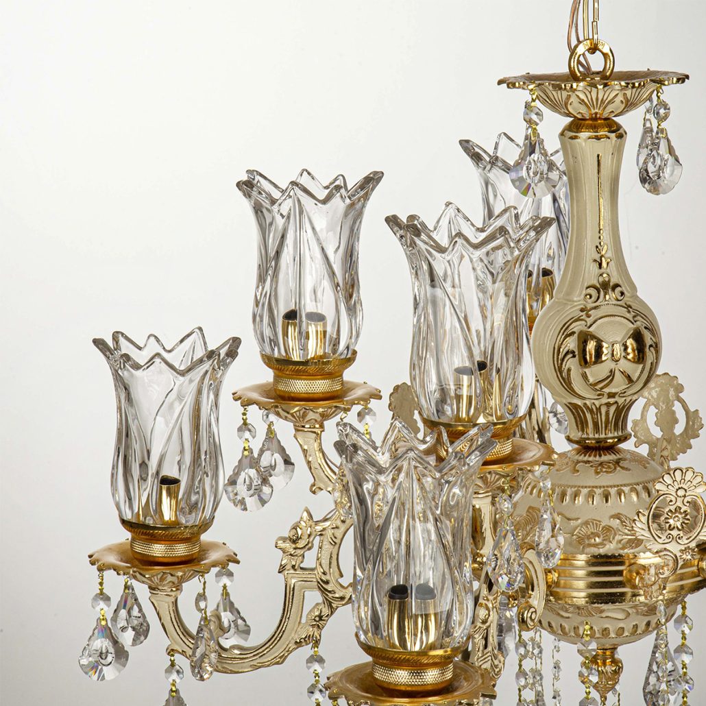 لوستر ۱۰ شعله چشمه نور کد S3703/5GWT - لوستر چشمه نور