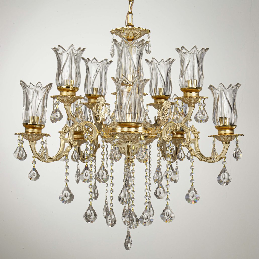 لوستر ۱۰ شعله چشمه نور کد S3703/5GWT - لوستر چشمه نور