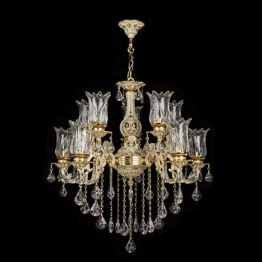 لوستر ۱۰ شعله چشمه نور کد S3703/5GWT - لوستر چشمه نور