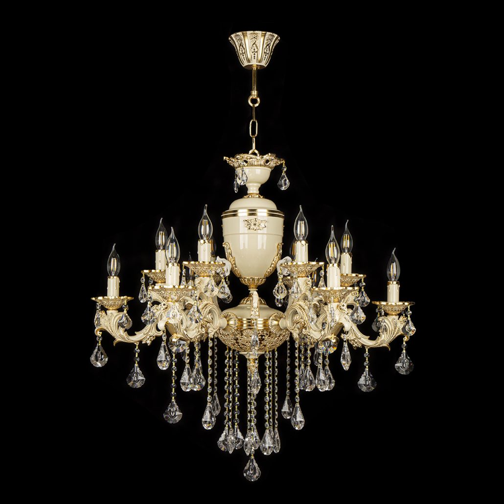 لوستر ۱۲ شعله چشمه نور کد S3704/6GWT - لوستر چشمه نور