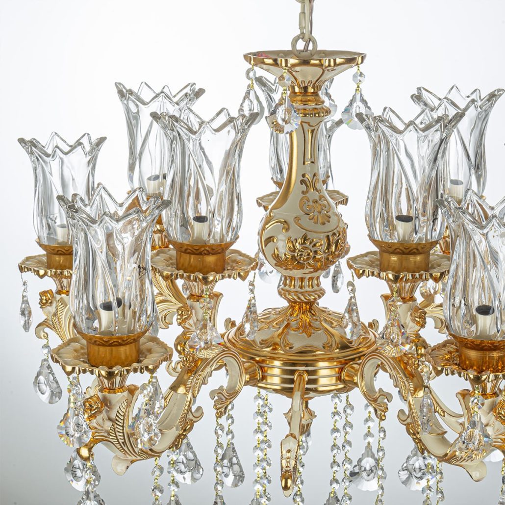 لوستر ۱۰ شعله چشمه نور کد S3632/5GWT - لوستر چشمه نور