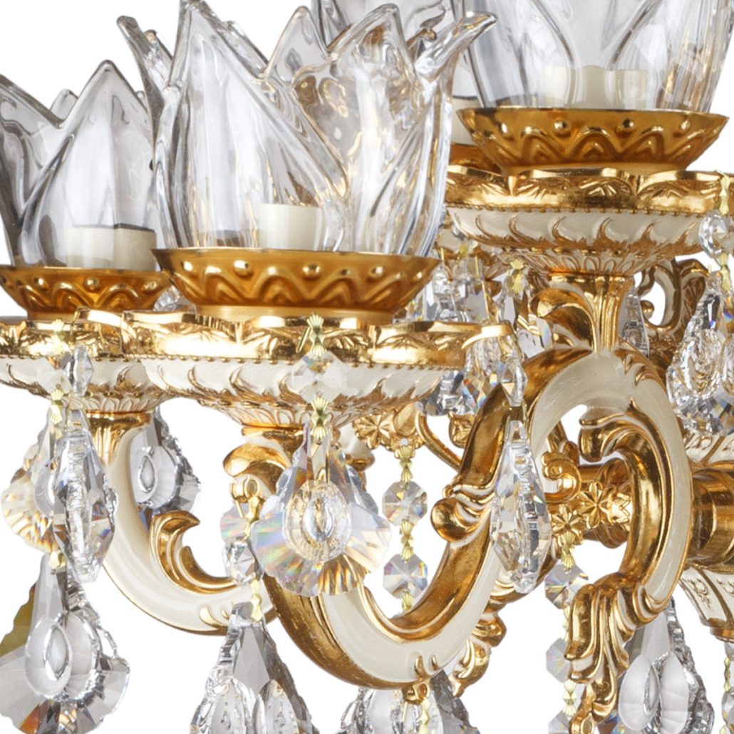 لوستر ۱۰ شعله چشمه نور کد S3559/5+5-GWT - لوستر چشمه نور