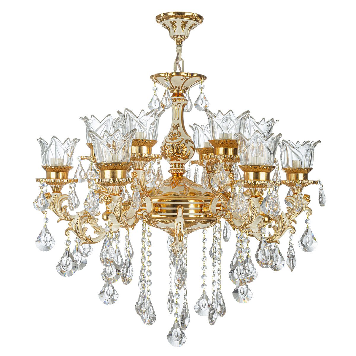 لوستر دوازده شعله چشمه نور کد S3631/6GWT - لوستر چشمه نور